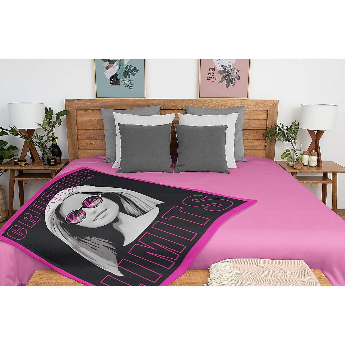 INTIMO Barbie Crushin' Limits Super Soft and Cuddly Plush Fleece Throw Blanket 50" x 60" (127cm x152cm)