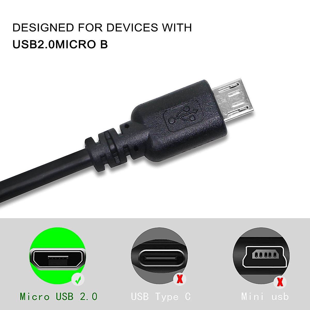 PNGKNYOCN 12 Inch Micro USB Splitter Cable USB 2.0 Type A Male to Dual Micro USB Male Y Data Charge Connector Adapter Cable