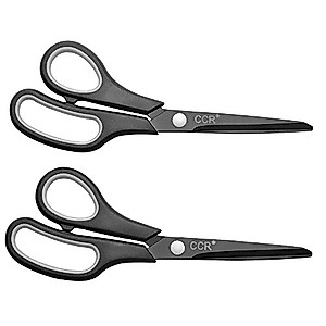 CCR Scissors 8 Inch Soft Comfort-Grip Handles Sharp Titanium Blades, 2-Pack