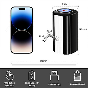 Arcwind 5 Gallon Water Bottle Dispenser, Electric Automatic Drinking Water Dispenser, Portable Water Bottle Pump with USB Charging for Home Kitchen Office Camping, Black