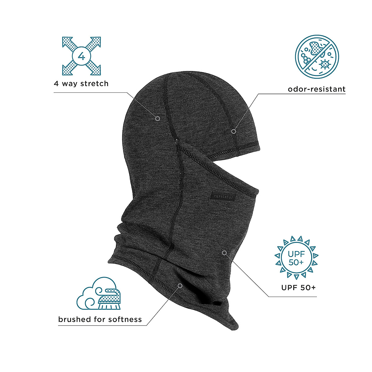 Turtle Fur Luxe Quantum Balaclava Face Mask Hood Neck Warmer, Black