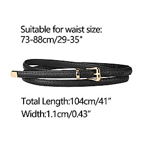 Allegra K Womens Skinny Embossed Leather Belts Alloy Pin Buckle Belt for Jeans Dresses Pants 104cm/41'' Black