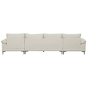 Casa Andrea Milano Modern Large Boucle U-Shape Sectional Sofa, Double Extra Wide Chaise Lounge Couch, Cream