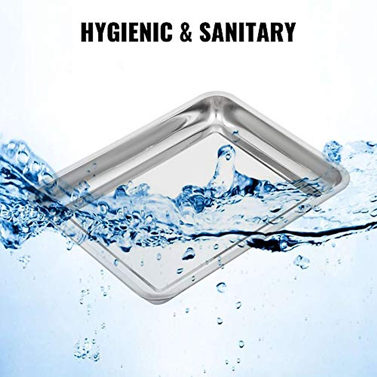 VEVOR Lab Cart Stainless Steel Mayo Tray Stand 18x14 Inch Trolley Mayo Stand Adjustable Height 32-51 Inch Instrument Tray with Removable Tray & 4 Omnidirectional Wheels for Home Equipment Personal Car