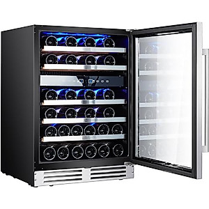 STAIGIS 46 Bottle Compressor Wine Cooler Refrigerator, 24 inch Wine Fridge Freestanding Dual Zone for Home, Kitchen and Bar, Digital Temperature Control