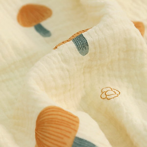 Baby Blanket for Unisex Boys Girls Toddler, Soft Minky with Double Layer Dotted Backing and Muslin Cotton Front, 39X43 in (Mushroom) Nursery Bed Throw Quilt