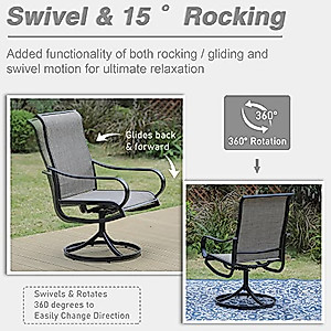 Sophia & William Patio Dining Set 8 Pieces Outdoor Metal Furniture Set with 13ft Double-Sided Patio Umbrella Beige, 6 x Swivel Patio Dining Chairs, 1 Wood Like Umbrella Table for Patio Lawn Garden