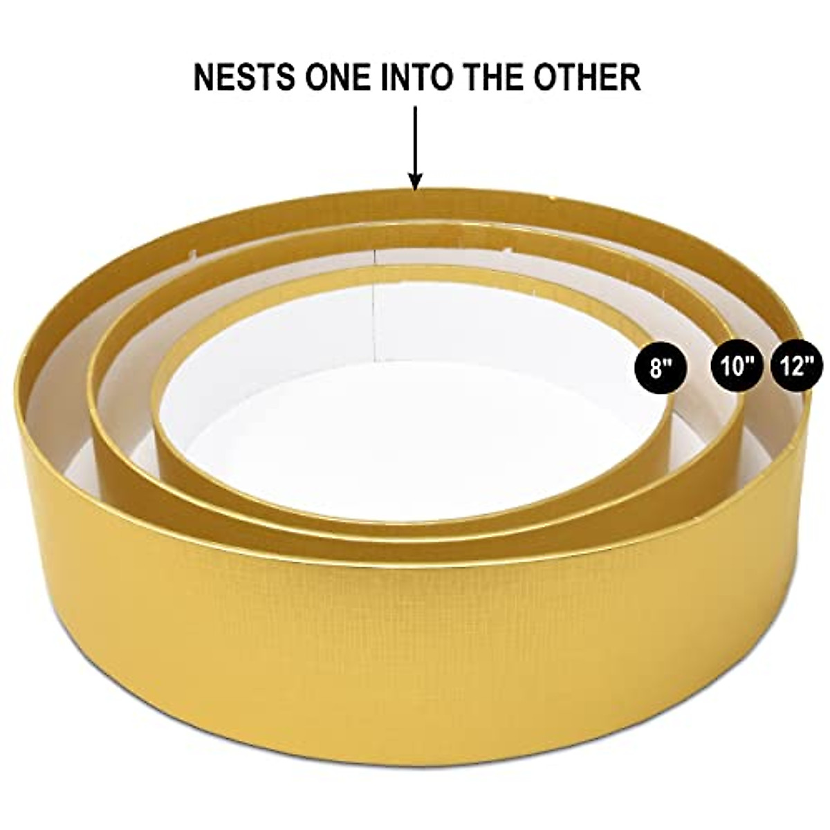 Set of 3 Gold Cake Stand Holder Round Cardboard Cakes Stands, 8" 10" 12" Dessert Display Cupcake Stands Pastry Base Plate Tray Decorative Centerpiece for Baby Shower Wedding Birthday Party Table Decor