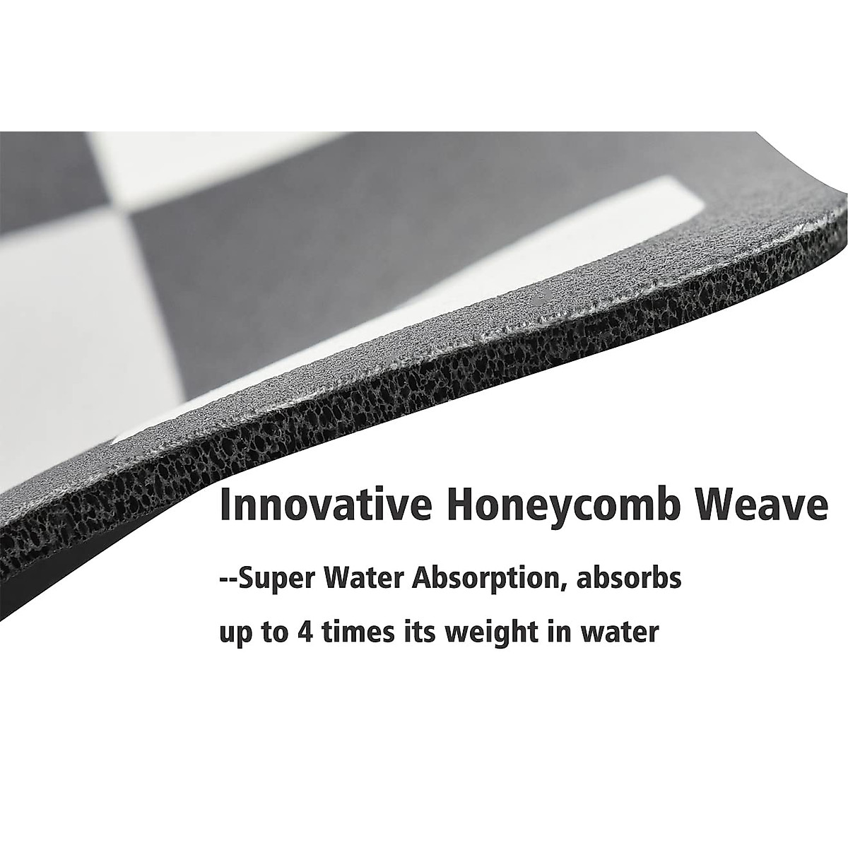 Dish Drying Mat, Kichen Mats, Easy clean, Heat-resistant PVC Mats for Kitchen Counter, Coffee, Bars, Restaurants Counter Top, Kitchen Mat Contain Diatomaceous earth (20x16 Inch Black-White Plaid)