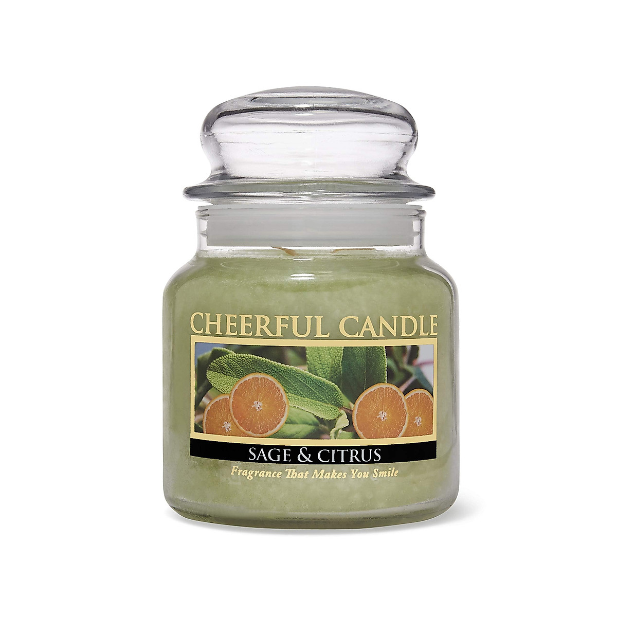 A Cheerful Giver - Sage & Citrus Scented Glass Jar Candle (16 oz) with Lid & True to Life Fragrance Made in USA