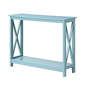 Convenience Concepts Oxford Console Table with Shelf, Sea Foam Blue