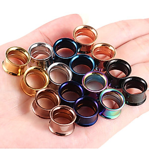 Kangyijia 8 Pairs 1/2" (12mm) Ear Gauges Tunnels Plugs Stainless Steel Screwed Flesh Tunnels Stretcher Piercing Set