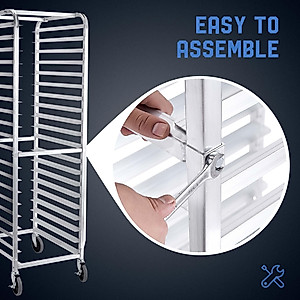 Profeeshaw Bun Pan Bakery Rack 20 Tier with Wheels, Aluminum Racking Trolley Storage for Half or Full Sheets