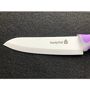 Ceramic Knife Set One 6" Chef Knife & One 4" All Purpose Knife With Large Ergo-Handle (Purple & White)