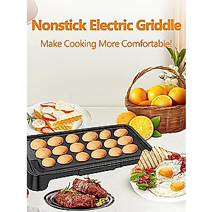 Extra Large Nonstick Electric Griddle - Pancake Griddle for Eggs, Burgers, Beef, Cheese, Party Smokeless Griddle Pan with Temperature Control, Dishwasher Safe, Black, 1500W