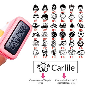 Name Stamp for Clothing Kids, kiddo Stamp - Customized Name Stamp, School Waterproof Labels for Boy and Girl, 16 Personalized Styles & 36 Cartoon Pattern