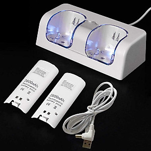 MAYOGA Dock Station for Wii Remote Dual Charging Rechargeable LED Light Indicator