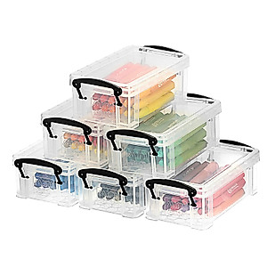 OGANAZI 6 PCS Clear Plastic Crayon Boxes with Snap Lids, Small Crayon Storage Box Stackable Crayon Container Box Multipurpose Mini Storage Container for Crayons, Chalks, Paper Clips and More