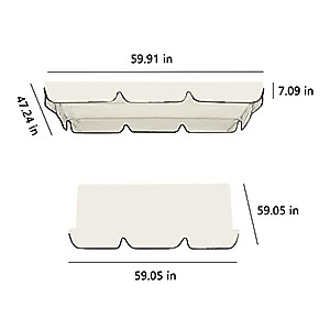 Porch Swing Canopy Waterproof Top Cover Set, Garden Swing Seat Replacement Canopy Awning Canopy Cover/Seat cover Outdoor Patio Ham-mock Swing Seat Cushion Cover (Beige #)