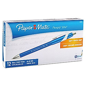 Paper Mate 85581 Flexgrip Elite Ballpoint Retractable Pen, Blue Ink, Medium, Dozen