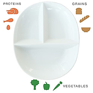 Uba Portion Control Plate for Healthy Eating & Bariatric Diet | Divided Porcelain Dinner Plate (1)