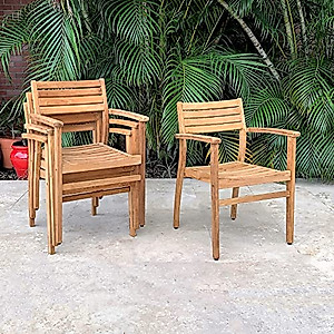 Amazonia Teak Coventry 2-Piece Teak Stacking Chairs, Light Brown, 22lx20wx31h (SC NINIA Stack)