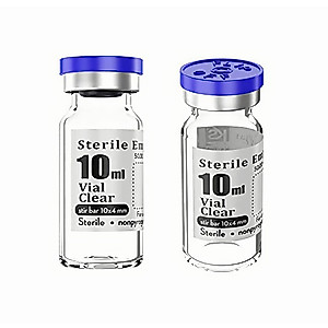 Biocomma 10pcs 10ml Sterile Empty Vial with Plastic Aluminum Flip Off Caps，Penicillin Bottle 20mm Crimp Top Sterile Transparent Borosilicate Lab Sample Vial (Transparent)