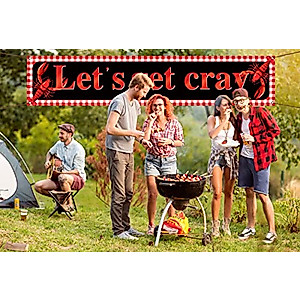 Let's Get Cray Fence Banner Crawfish Boil Themed Birthday Party Lobster Photo Booth Backdrop Yard Outdoor Decoration