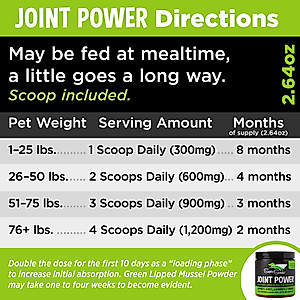 Super Snouts Joint Power 100% Green Lipped Mussels for Dogs & Cats - Dog Joint Supplement Powder Supports Joints, Tendons, Ligaments (2.64 oz, Pack of 2)