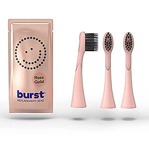 BURST Toothbrush Heads - Genuine BURST Electric Toothbrush Replacement Heads for BURST Sonic Toothbrush – Ultra Soft Bristles for Deep Clean, Stain & Plaque Removal - 3-Pack, Rose Gold