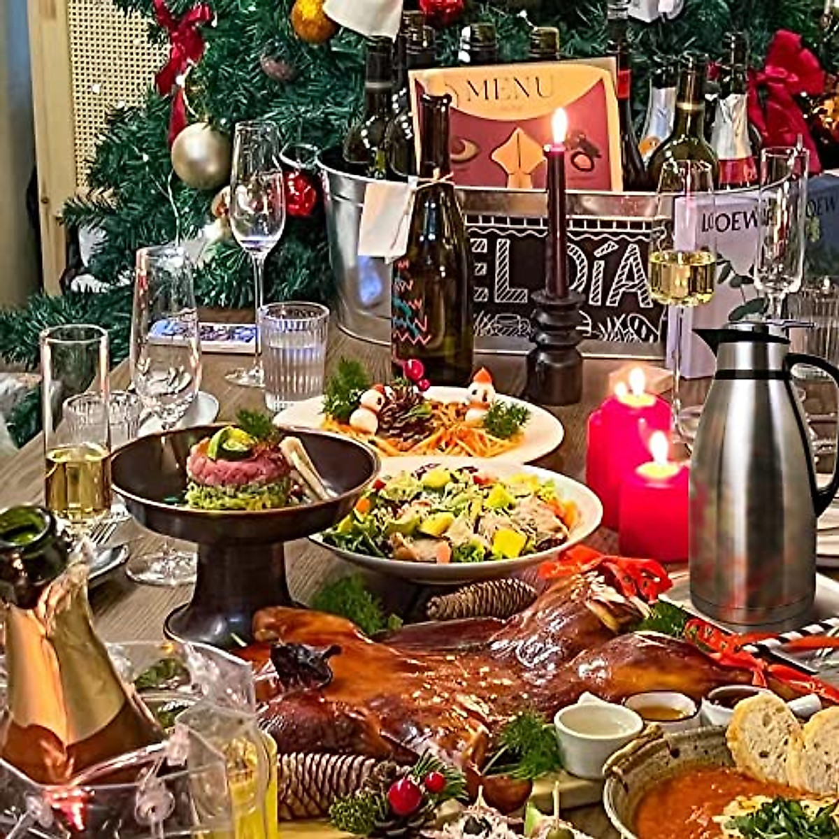 Thermal Coffee Carafe 102OZ, Goteble Double Wall Vacuum Flask, 3L Large Capacity Suitable for Large Family and Small Party Silver