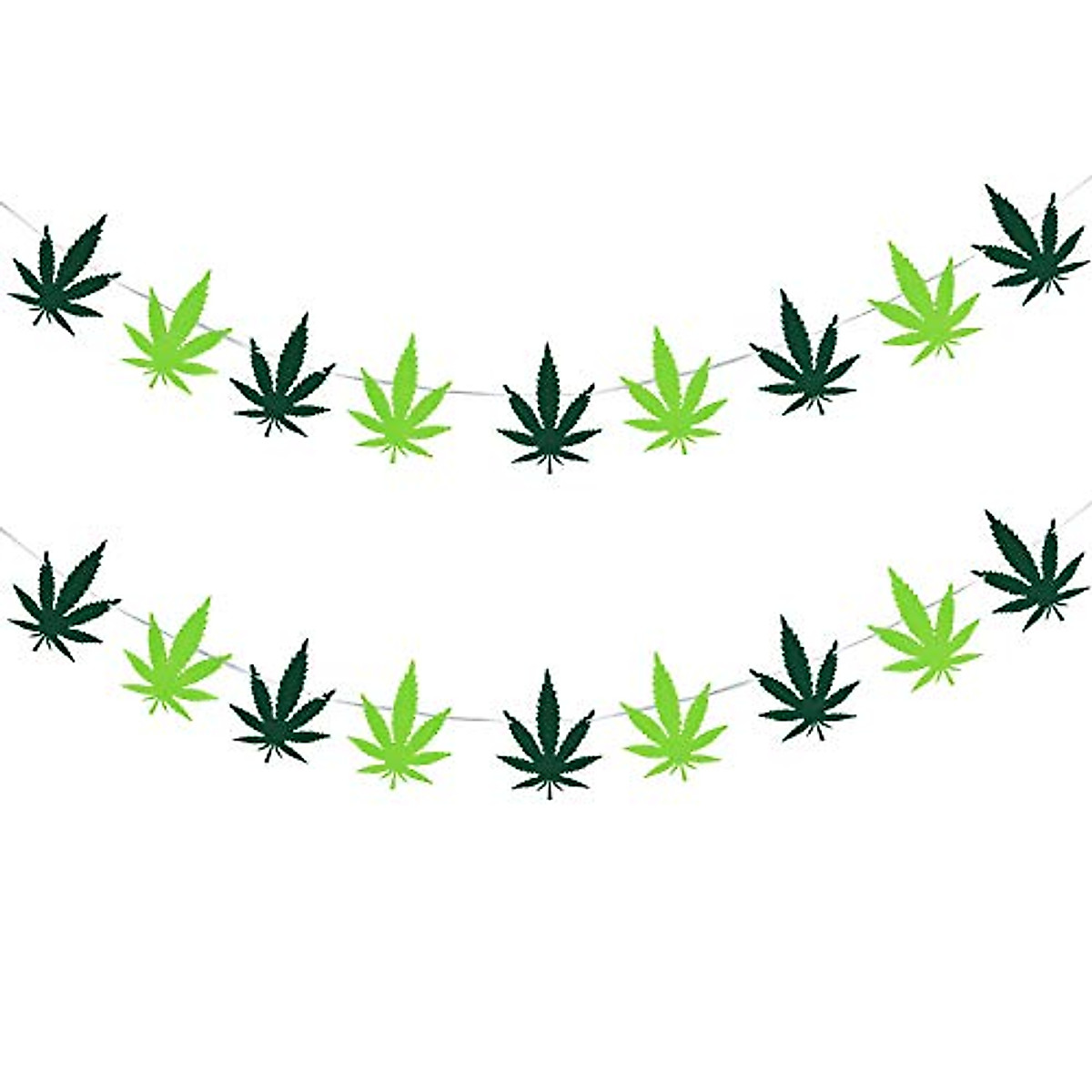 2 Pieces Pot Leaves Felt Banners Pot Leaf Weed Shaped Banners Green Weed Leaves Banner Decorations for Party Home Supplies