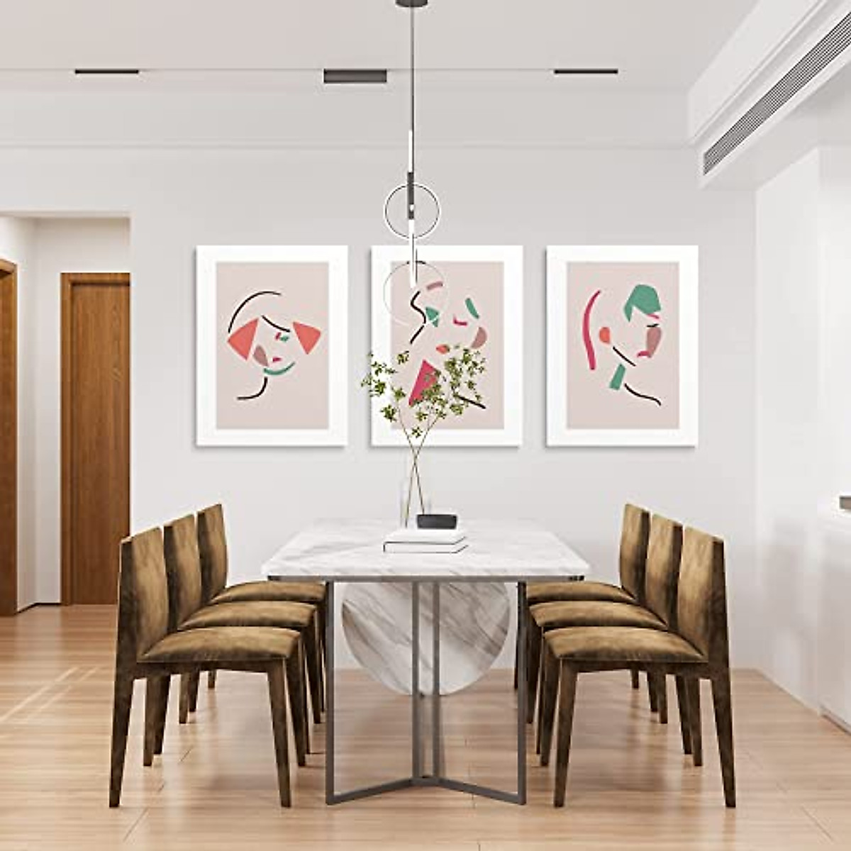 Canvas Wall Art Set, Minimalism Abstract Oil Painting Photo Modern Posters Prints for Home Wall Decor (Abstract31-3pcs,12×16inch-Black Frame)