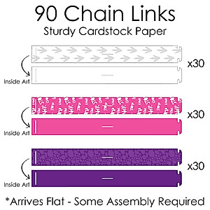 Big Dot of Happiness Roar Dinosaur Girl - 90 Chain Links and 30 Paper Tassels Decoration Kit - Dino Mite Trex Baby Shower or Birthday Party Paper Chains Garland - 21 feet