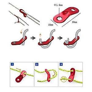 DGQ 20 Pieces Aluminum Alloy Guyline Cord Adjuster Tent Tensioners Rope Adjuster for Tent Hiking Camping Backpacking Picnic Shelter and Shade Canopy Outdoor Activity