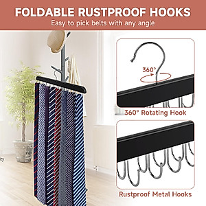 Belt Hanger for Closet, Holds Max 60 Belts, Wooden 20 Hooks Belt Organizer Wardrobe Accessory, 360° Rotatable Belt Storage Hanger Rack Space Saver for Belt, Bra, Tank Top, Tie, Scarf (2)