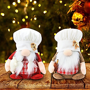 Yeahii Chef Gnome Plush Doll Cloth Handmade Baker Decoration for Tiered Tray Shelf Table Party Wedding Home Garden Ornament (A+B)