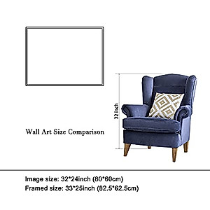 Wieco Art Framed Canvas Wall Art Canvas Prints of Banksy Grafitti Girl with Red Balloon Abstract Artwork for Wall Decor Home Decorations Black Frame