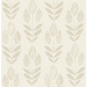 NuWallpaper Cream Folk Tulip Peel & Stick Wallpaper