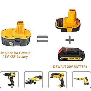 Battery Adapter DM18D with USB,Compatible with Dewalt 18V Tools.Convert for DeWalt 20V & for Milwaukee M18 Lithium Battery to NiCad & NiMh Battery Tools (1 Pack)