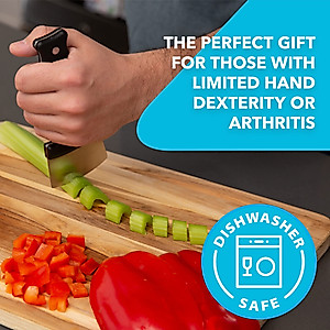 IMPRESA [2 Pack Rocker Knife for One H&ed Cutting - Extra Sharp Rocker Knife for Disabled - One H&ed Adaptive Equipment w/H&le Safety Ledge - Kitchen Utensils for H&icapped - One H&ed Gadgets