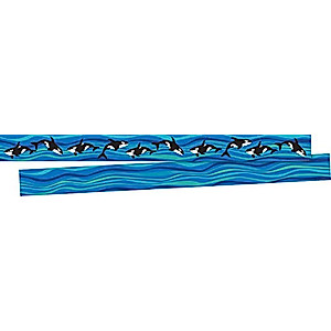 Barker Creek Double-Sided Border Set of 4, Sea & Sky, Multi-Design, 35' Each of 4 Designs, Otters, Eagles, Salmon, Whales, Total of 140' of Double-Sided Border in Set (3865)