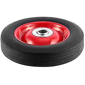 MUKLEI 5 Pack 6 x 1.2 Inch Solid Rubber Flat Free Tire, Hand Truck Wheel with Ball Bearing and 5/8 Inch Axle Diameter, Solid Rubber Wheel, 350 lbs Capacity