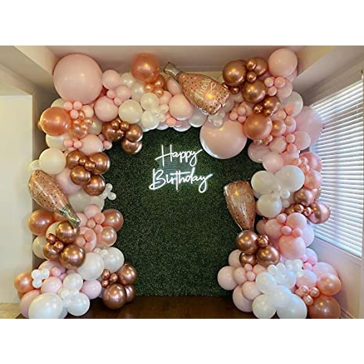 BALONAR 125Pcs DIY Pink Gold White Garland Balloons Kits with 18/10/5Inch Latex Metallic Chrome Balloons for Bridal Shower Girl Birthday Party Wedding Baby Shower Anniversary Balloon Chain.
