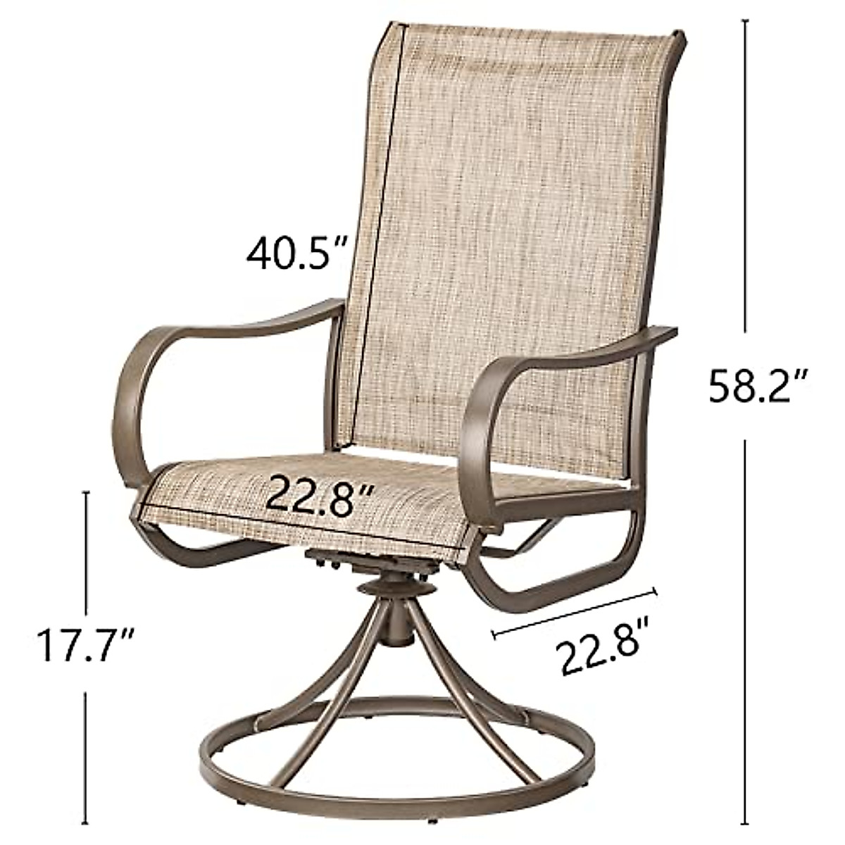 Patio Swivel Dining Chairs Set of 2 Outdoor Kitchen Patio Stools and Bar Height Chairs Outdoor Indoor Banquet Furniture Metal Chair with Textilene Mesh Fabric for Backyard Lawn Pool Garden Deck