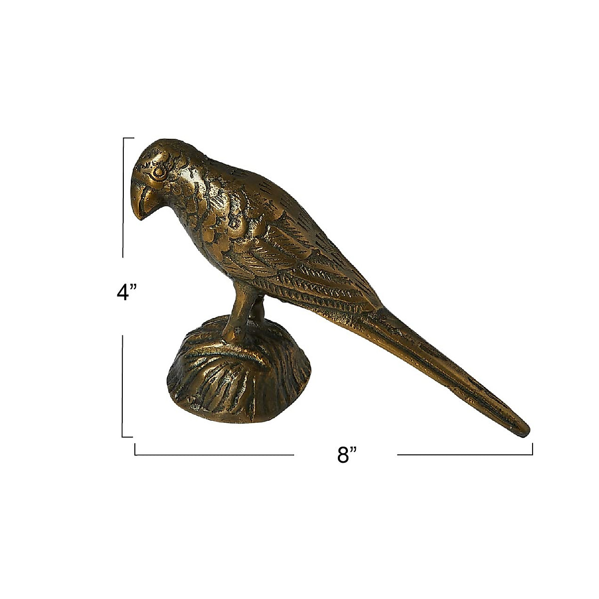 Decorative Embossed Aluminum Bird, Antique Gold Finish