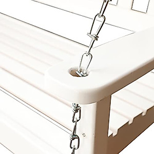 Wood Front Patio Porch Swings Outdoor with Chains Weather Resistant Heavy Duty Hanging Porch Swings 4 Ft, White XL