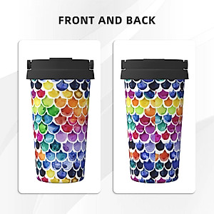 WANGXUEE Mermaid Fish Scale Print 500ml Stainless Steel Travel Tumbler Double Wall Vacuum Insulated Coffee Mug