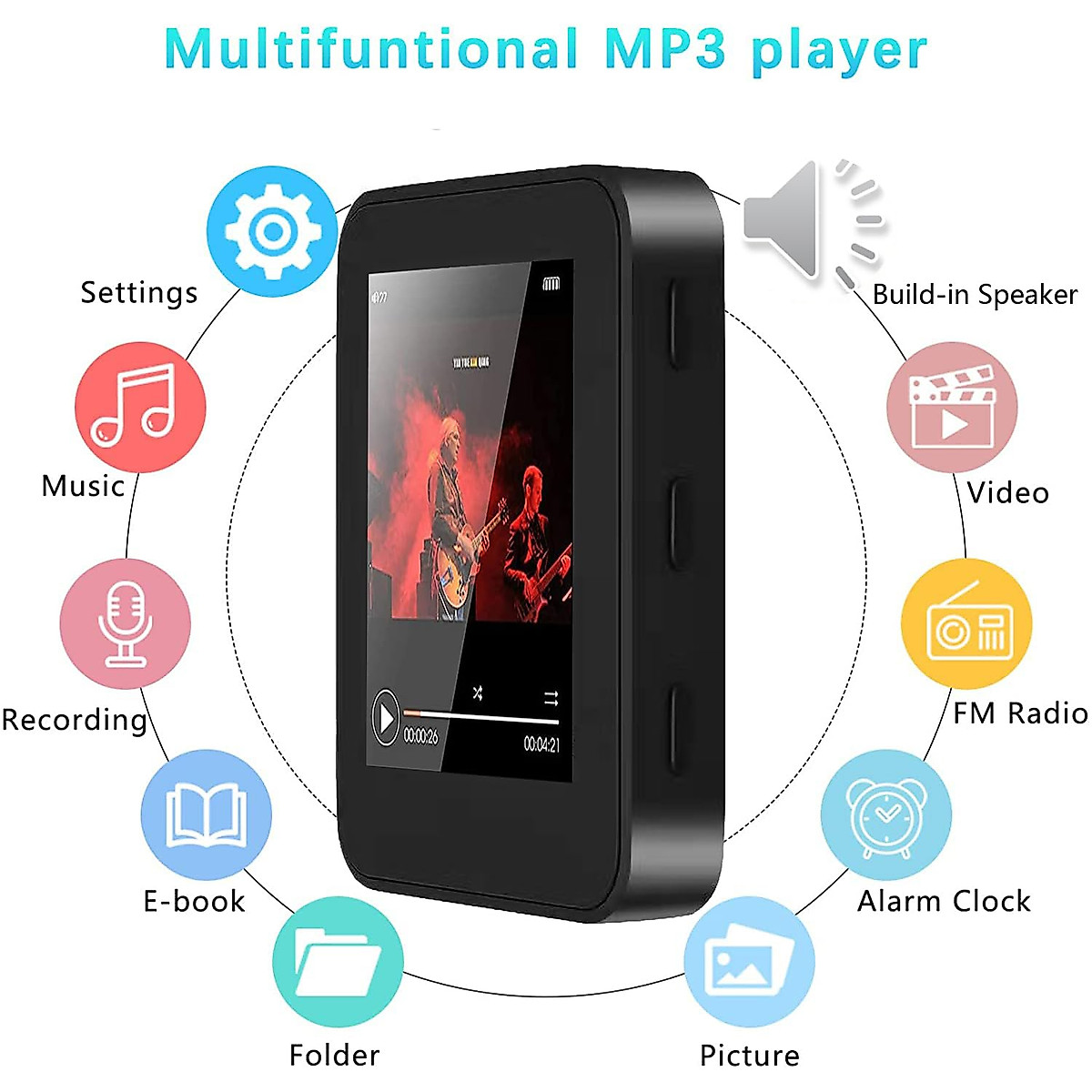 MP3 Player / MP4 Player, Hotechs MP3 Music Player with 32GB Memory SD Card Slim Classic Digital LCD 1.82'' Screen Mini USB Port with FM Radio, Voice Record
