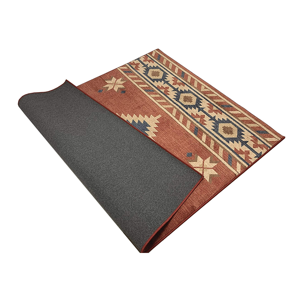 Nevita Collection Southwestern Native American Design Area Rug Southwest Design Rugs Geometric South West Pattern (Orange (Terra) Blue Beige Red, 5'3" x 7'1")